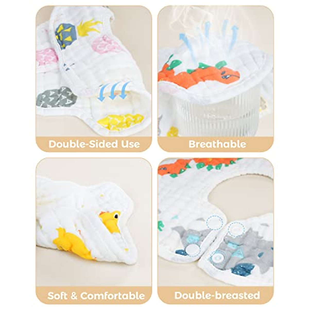 Muslin Baby Bibs 6 Pack Baby Bandana Drool Bibs 100% Cotton for Teething and Drooling, 6 Set for Unisex Boys Girls