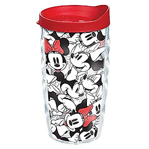 Tervis Made in USA Double Walled Disney - Minnie Expressions Insulated Tumbler Cup Keeps Drinks Cold & Hot, 10oz Wavy, Clear
