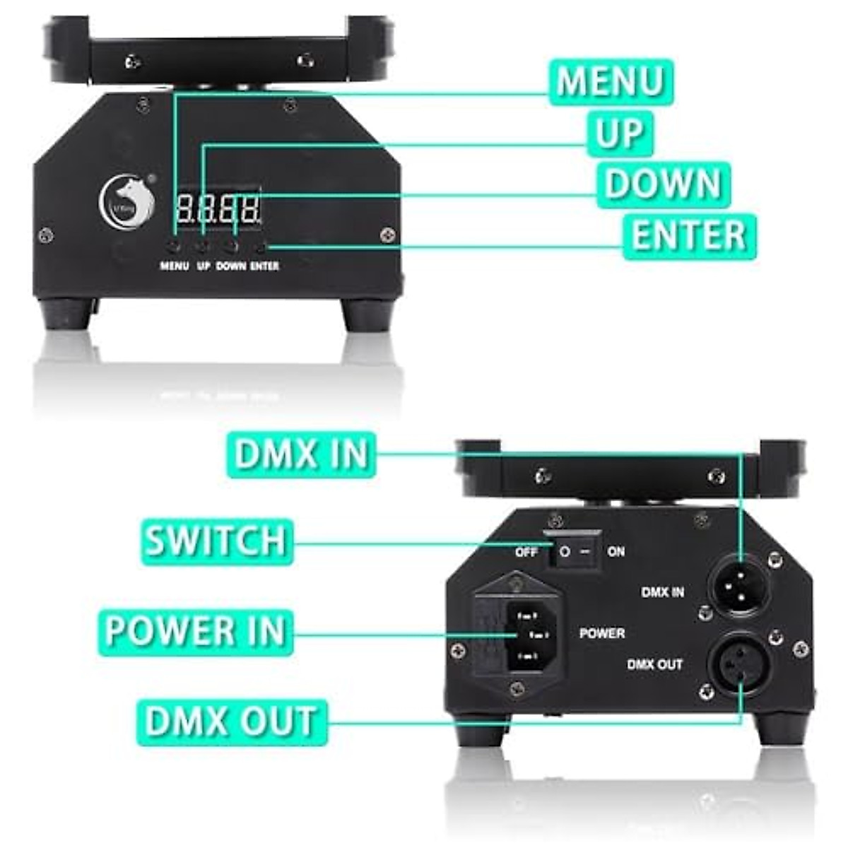 U`King LED Moving Head Light RGBW Beam Lights with DMX for Live Show DJ Disco Events Party Stage Lighting KTV Wedding (1 Pack)