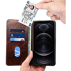 SINIANL Compatible with iPhone 13 Pro Max Leather Case, iPhone 13 Pro Max Wallet Folio Case with Magnetic Closure Kickstand Card Slots Flip Book Cover for iPhone 13 Pro Max 6.7 inch 2021 Brown