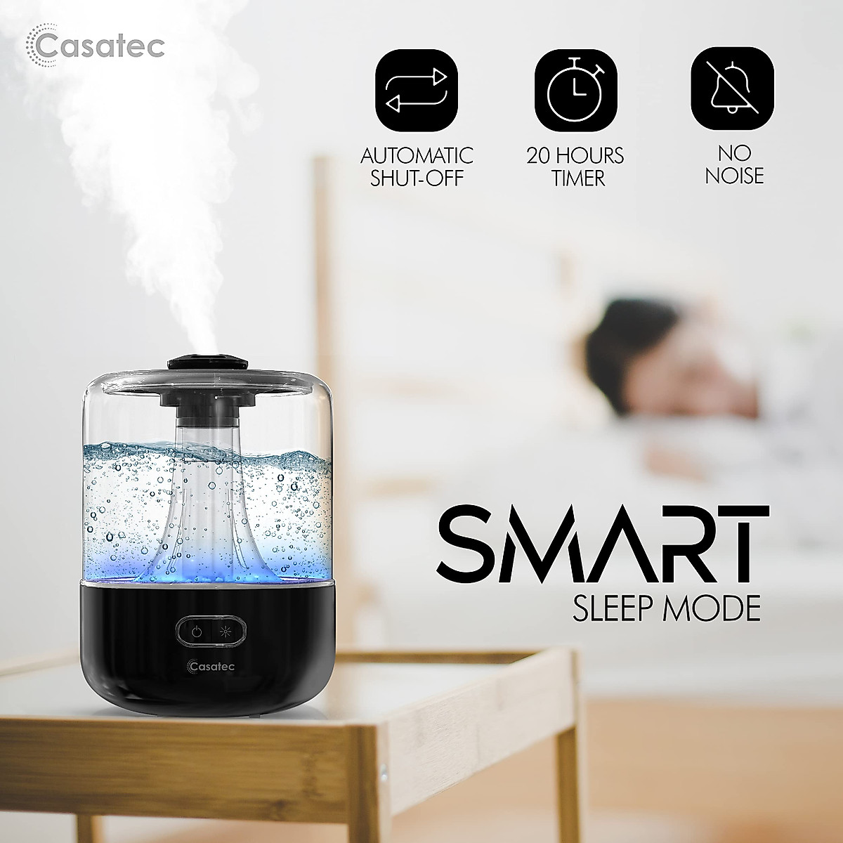 Casatec cool mist humidifier - 2 in 1 humidifier and diffuser (Black)