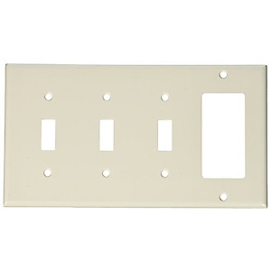 Leviton P326-W 4-Gang 3-Toggle 1-Decora/GFCI Device Combination Wallplate, White, 10-Pack