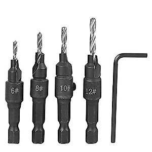 4 PCS Anti-Sinking Drill Bit Set Hexagon Head Woodworking Drill Bit Tool Solid Anti Dust Wood Cutting Kit