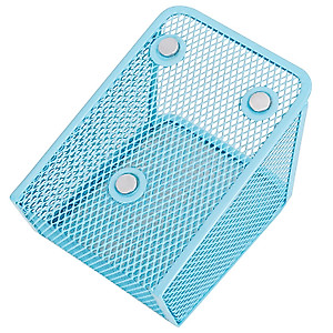 LUCYCAZ Magnetic Pen Holder - Single Magnetic Pencil Locker Holder Organizer, Blue Mesh Marker Holder Pen Basket for Whiteboard, Refrigerator and Locker