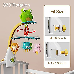 Lcasio Baby Crib Mobile with Music and Lights, Mobile for Crib with Cartoon Projection, Rotation, Baby Crib Toys for Boys Girls 