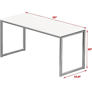 SHW Mission 55-Inch Home Office Computer Desk, White