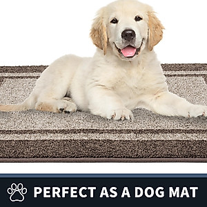 PURRUGS Dirt Trapper Door Mat 24" x 36", Non-Slip/Skid Machine Washable Entryway Rug, Shoes Scraper, Area Rug, Super Absorbent Welcome Mat for Muddy Wet Shoes and Paws, Beige & Grayish Brown