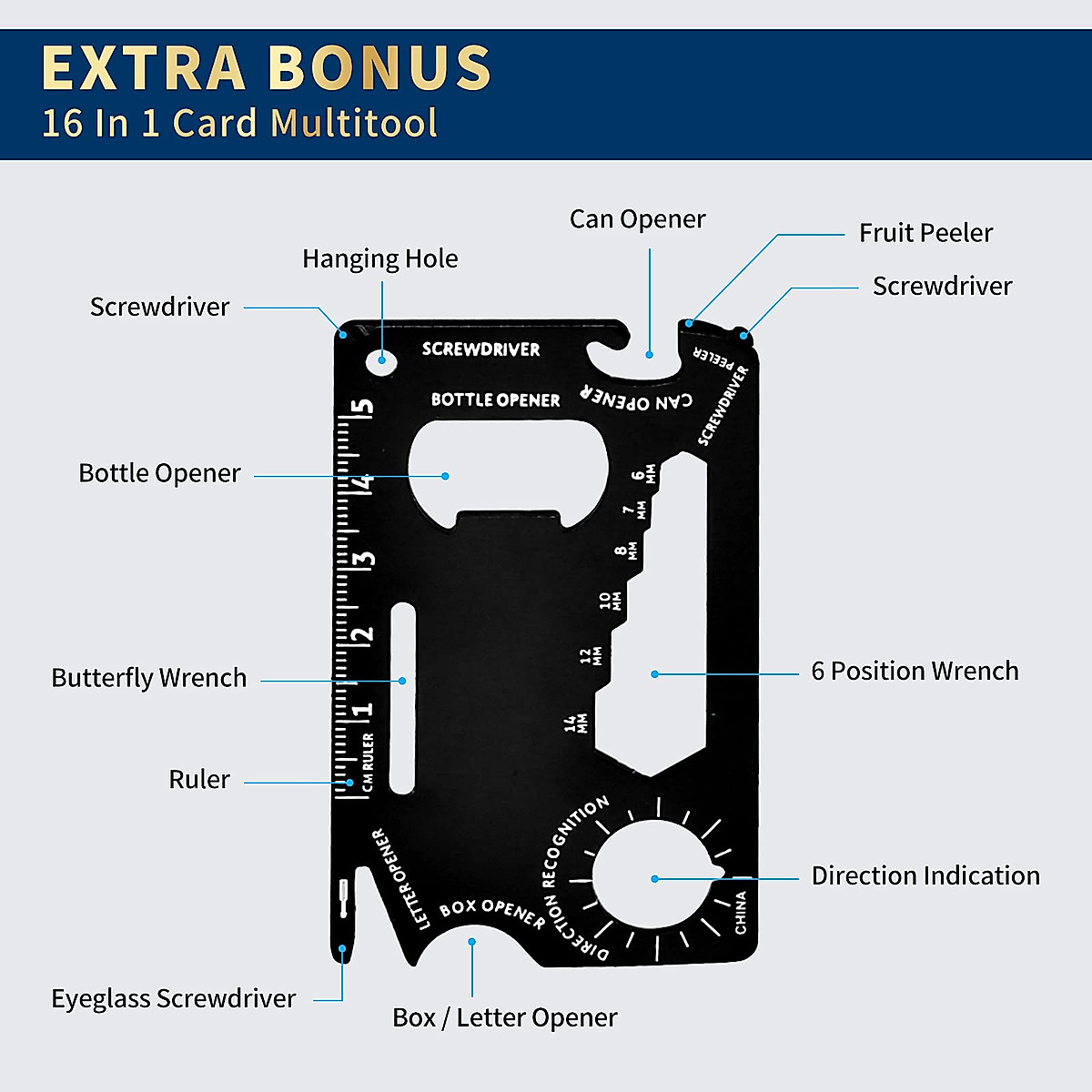 ACKZOT Hammer Multitool + 16 in 1 Card Multitool Set, Multi-Functional Camping Accessories, Men’s Gift, Unique Birthday Gift and Cool Gadgets for Him Dad Husband Boyfriend, Stocking Stuffers for Men