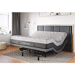 Sven & Son King Adjustable Bed Base Frame + 14” Luxury Cool Gel Memory Foam Hybrid Mattress, Head Up Foot Up, USB Ports, Zero Gravity, Interactive Dual Massage, Wireless, Classic (King)