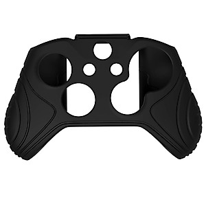 PlayVital Samurai Edition Black Anti-Slip Controller Grip Silicone Skin for Xbox One X/S Controller, Ergonomic Soft Rubber Protective Case Cover for Xbox One S/X Controller with Black Thumb Stick Caps