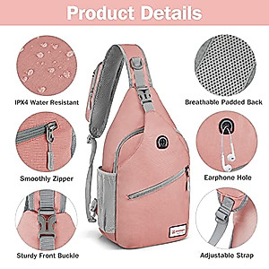 ZOMAKE Sling Bag for Women Men:Small Crossbody Sling Backpack - Mini Water Resistant Shoulder Bag Anti Thief Chest Bag Daypack for Travel Hiking Outdoor Sports,Pink(new)