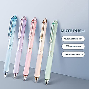 DUNBONG Retractable 0.5mm Porous Point Pen, metal clip, non-slip pen holder, Black ink gel pens, Box of 6 Pens (6)