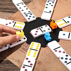 Hanaive Mexican Train Domino, Wooden Domino Racks Set, Domino Tiles Holders, Domino Trays and Accessories for Mexican Train