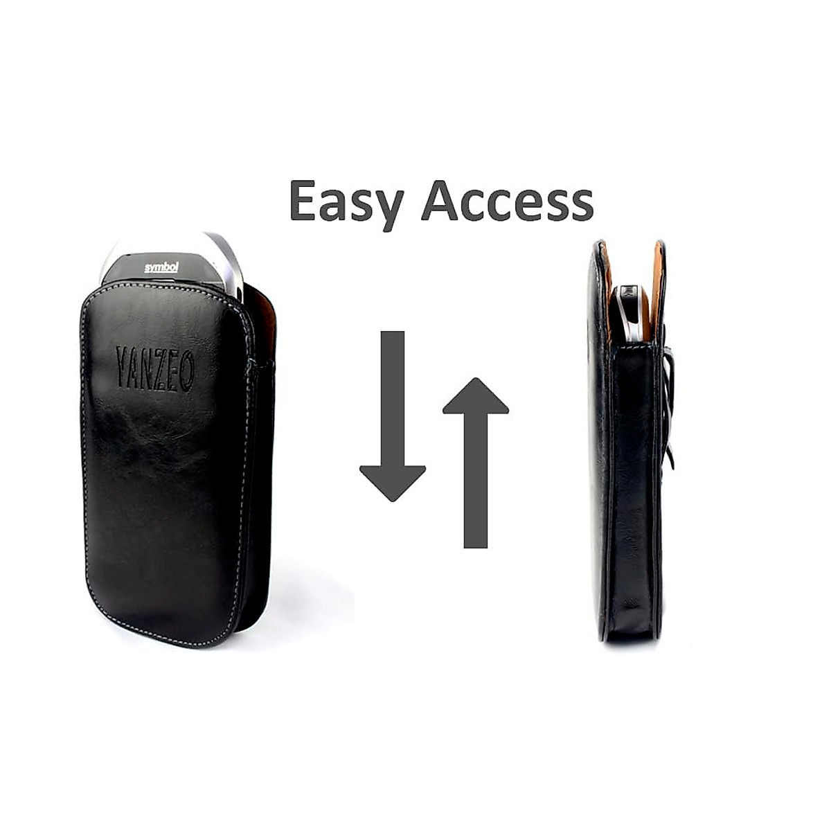 Zebra TC77 TC70 Scanner Leather case, Yanzeo Sturdy Portable Bag, Suitable for Zebra TC75, TC21, TC51, TC52, TC72, TC77, Handheld Barcode Touch Mobile Data Terminal, Bracket with Metal Clip