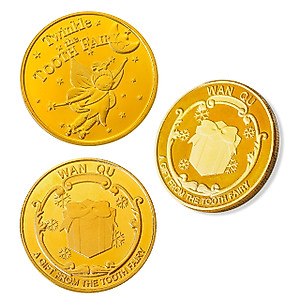 PROLOSO 8 Pcs Golden Tooth Fairy Coins Novelty Gift Coins Tooth Fairy Money for Lost Tooth Kids