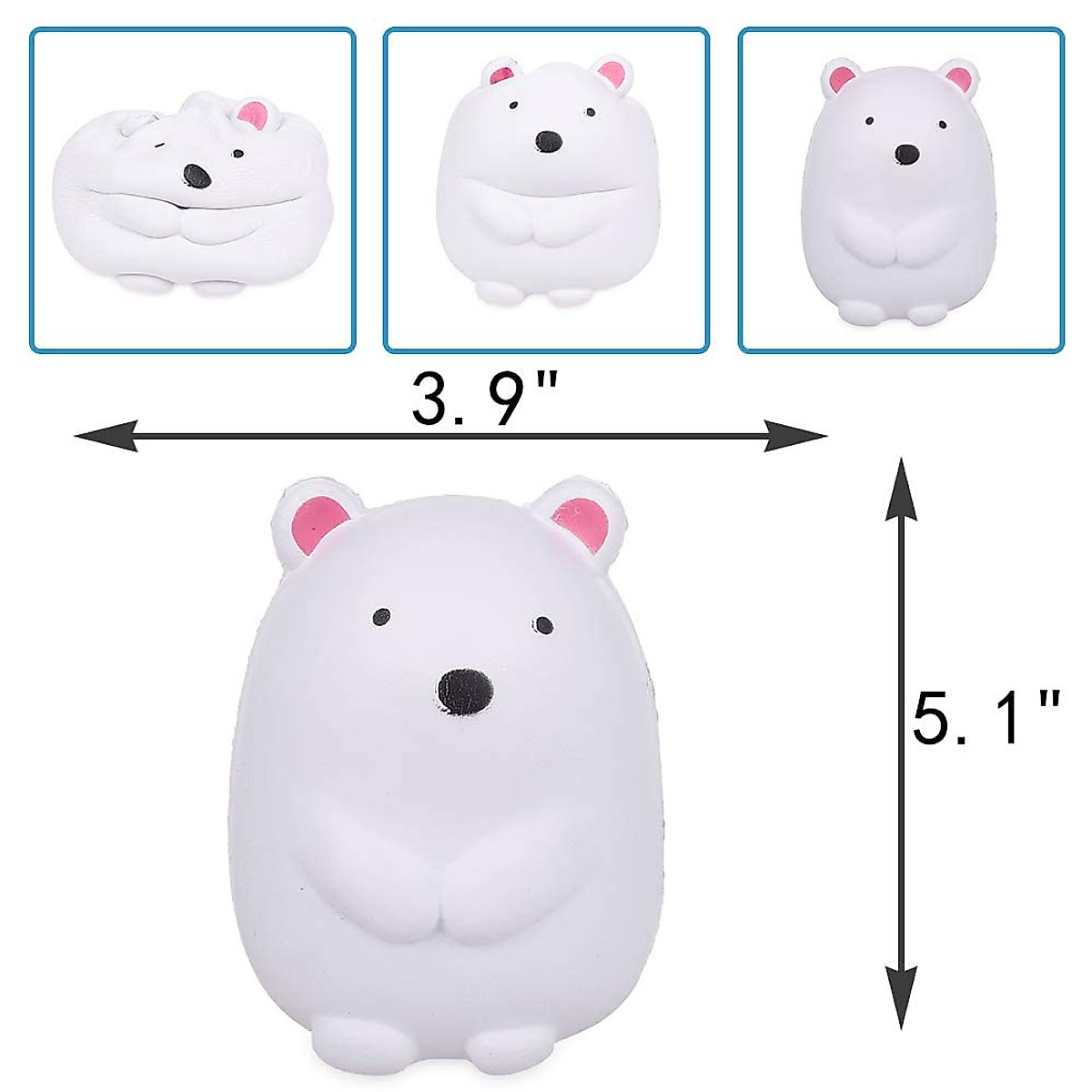 Anboor 5.1 Inches Squishies Polar Bear Kawaii Soft Slow Rising Scented Animal Squishies Stress Relief Kids Toys Gift Collection Decorative Props White