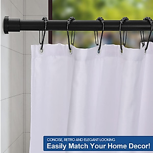 Eboatop Long Tension Shower Curtain Rod 62-105 inches - Adjustable Non-Slip Spring Tension Curtain Rod for Bathroom, Window, Doorway, Matte Black