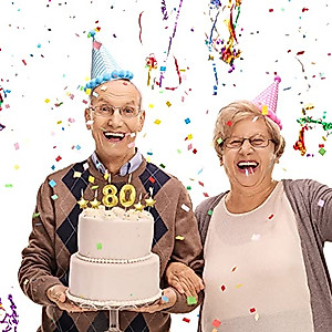 6 Pieces 80th Birthday Candles Gold Cake Numeral Candles Star Shape 80th Birthday Decorations for Women Glitter Mens Candle Number Cake Candles Topper Decoration for Wedding Themed Party Supplies