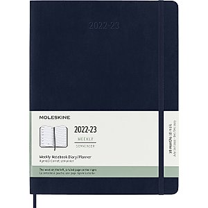 Moleskine Classic 18 Month 2022-2023 Weekly Planner, Soft Cover, XL (7.5" x 9.75"), Sapphire Blue