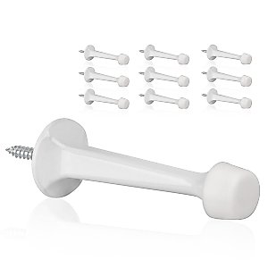 KOVOSCH 10 Pack Solid Rigid Door Stops - Heavy Duty Door Stoppers Wall Protector with Soft Rubber Tips, White