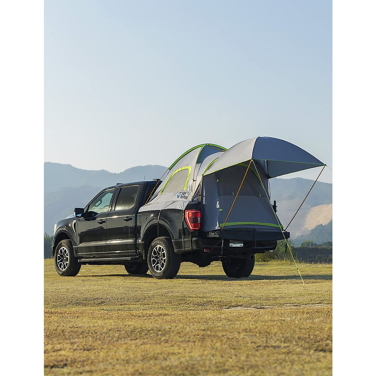 JOYTUTUS Pickup Truck Tent 5.5ft Bed Tent with Removable Awning, Waterproof PU2000mm Double Layer for 2 Person, Portable Truck Bed Tent - Green, Aluminum Pole