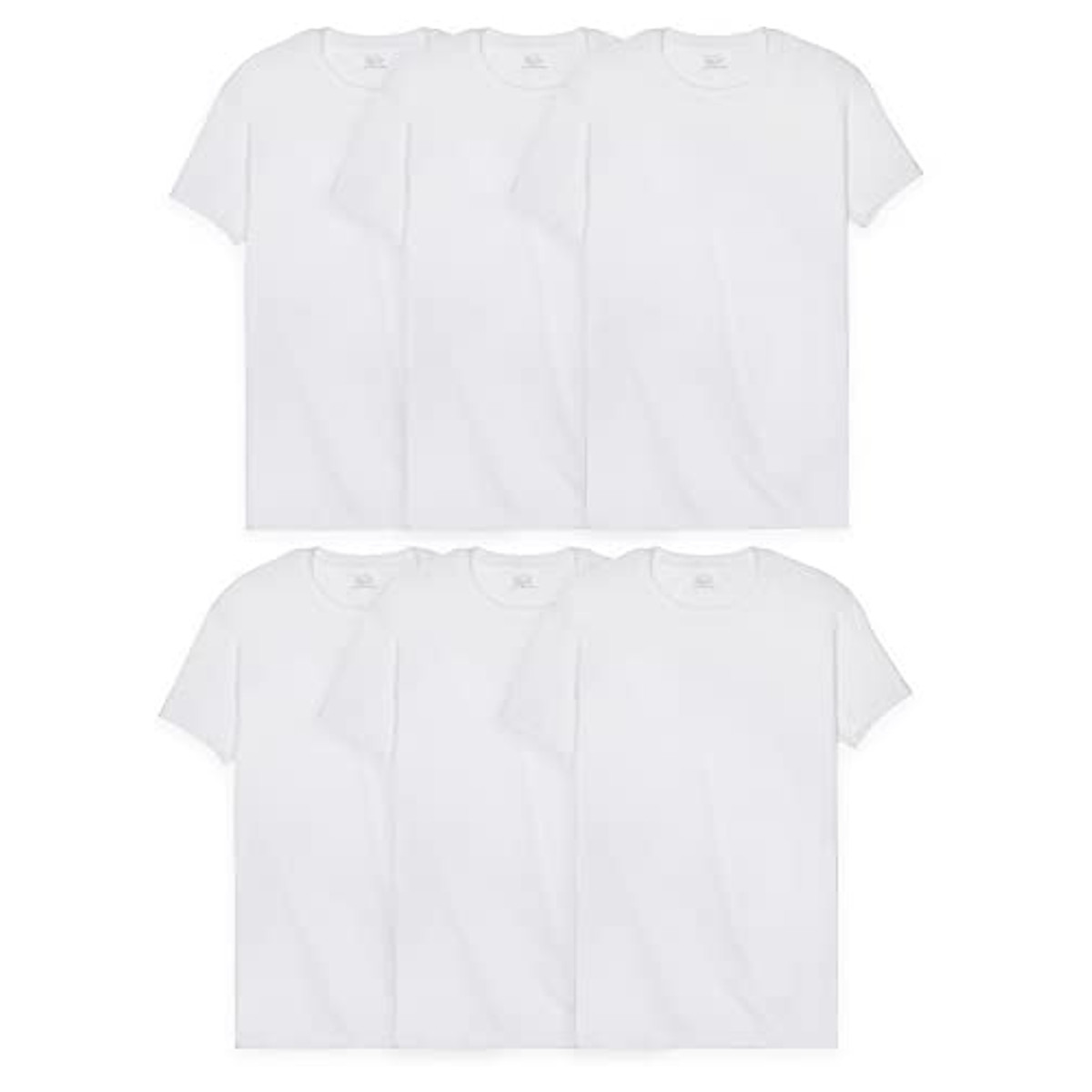 Fruit of the Loom Men's Eversoft Stay Tucked Crew T-Shirt, Regular-6 Pack White-Cotton Mesh Coolzone Underarm, l