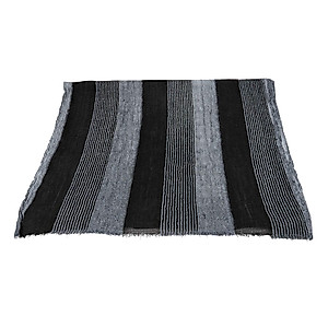 GERINLY Cotton-Linen Scarves Mens Stripe Crinkle Long Scarf Fashion Turban Shawl for Travel Male Wrap (Black)