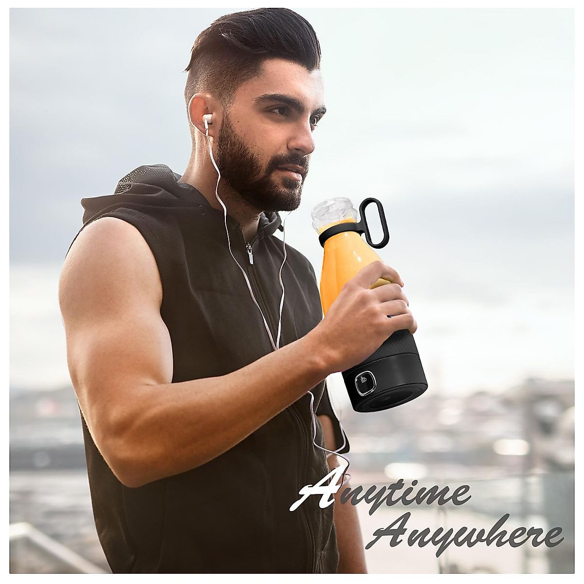 Portable Blender, MIAOKE 6 Blades Juicer Cup for Juice Shakes and Smoothies 350ml Mini Blender with Led Display Usb Rechargeable,3000Mah Rechargeable Battery, for Home Sports Outdoors Travel-Black