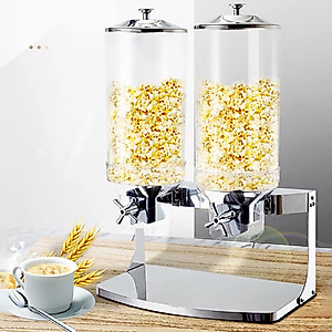 FIFOR Food Dispensers, Dry Cereal Dispenser, Convenient Storage Control for Cereal Nuts, Coffee Beans, Oatmeal, Rice, Candy Container, 7L Each Cereals Bank (Color : Silver, Size : 14L)