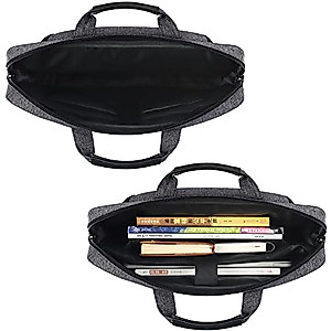DOMISO 14 Inch Multi-Functional Laptop Sleeve Business Briefcase Waterproof Messenger Shoulder Bag for 14" Laptops/Chromebook/Ultrabook/Apple/Lenovo/HP/Dell/ASUS/Acer,Dark Grey&Black