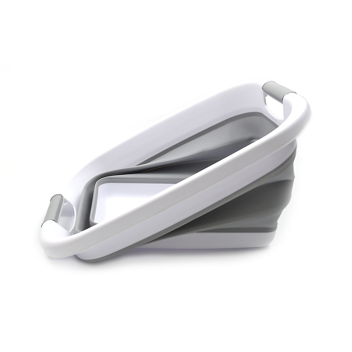 SAMMART 2 pcs Set : 25L (6.6 Gallon) Collapsible Plasic Laundry Basket & 5.5L (1.4 Gallon) Collapsible Bucket/Waterpot (Laundry Basket+Bucket, Grey+Grey)