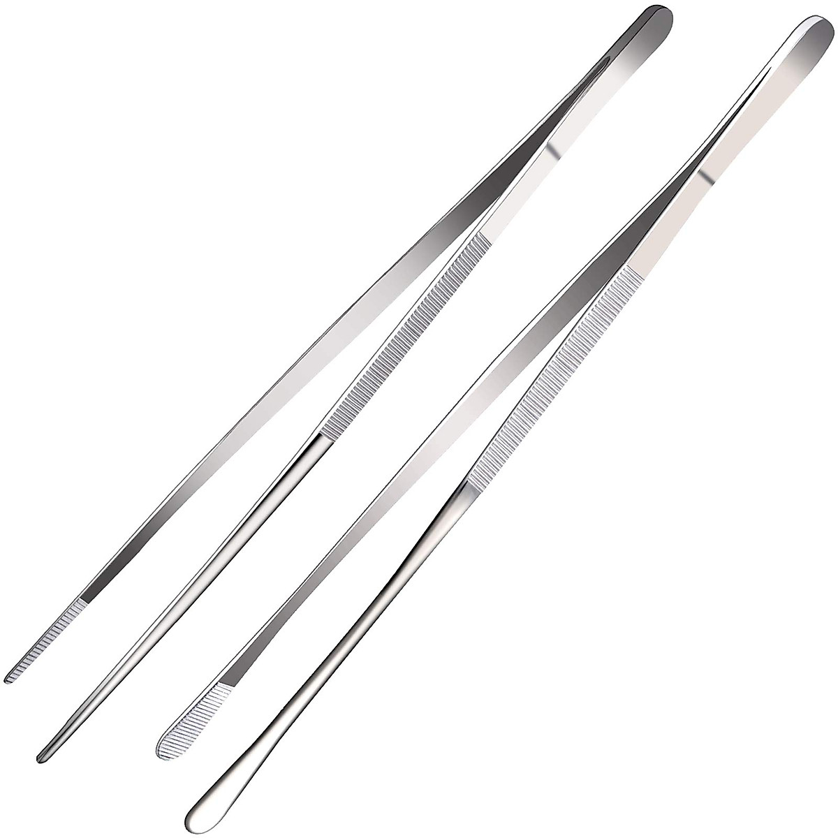 Kitchen Cooking Tweezers Tongs for Food - Set of 2,12-Inch Fine Tip Precision Tongs for Cooking and Serving