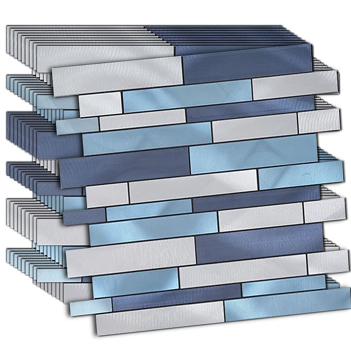 Weimeisc 10 Sheets Peel and Stick Backsplash Tile for Kitchen, Self-Adhesive Mosaic Tile, Stick on Bathroom Vanities，Fireplace Décor, Laundry Table(11.25" X 12.7") (Blue Series)