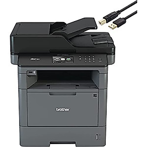 Brother MFC-L5705DW All-in-One Wireless Monochrome Laser, AutoDuplex Printing, Copy | Scan | Fax, 1200 x 1200 dpi, 42ppm, 256MB,50-Sheet ADF, WULIC Printer Cable