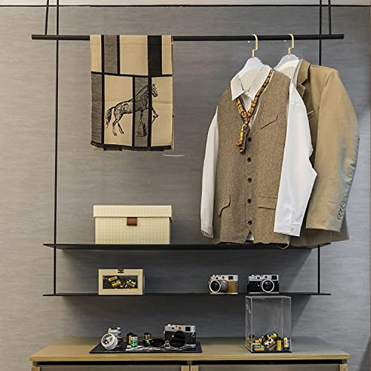 Quality Clear Acrylic Lucite Coat Suit Hangers, Stylish Clothes Hanger with Silver Hook - Coat Hanger for Dress, Suit - Adult Closet Organizer Hangers Matte Gold, 5 Pcs