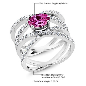 Gem Stone King 925 Sterling Silver Oval Gemstone Birthstone Criss Cross Engagement Ring | Oval 8X6MM Ring For Women | Available In Size 5, 6, 7, 8, 9