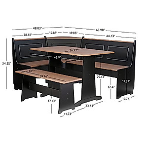 Linon Black and Pecan Breakfast Dining Set Ardmore Nook