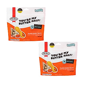 Primal Freeze Dried Dog Treats; Chicken & Peanut Butter Dog Treats with Goat Milk for Dogs, You're My Butter Half, Grain Free Training Treats for Dogs with Probiotics, 2 oz (Pack of 2)