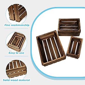 TNQNCFL Wooden Crate for Display and Storage，Rustic Decorative Wood Crate，Nesting Storage Box，Wood Basket，Handmade Natural Solid Wood Box，Farmhouse Container Boxes（Extra Large Set Of 3）