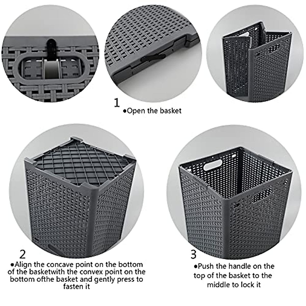 Nicesh 1-Pack Plastic Collapsible Laundry Hamper, Foldable Laundry Storage Baskets, Gray