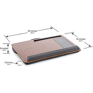 Husband Pillow Combo - Backrest Pillow with Arms : XXL Maroon & Foldable Laptop Tray : Brown - Memory Foam Reading Pillows for Bed w/Removable Neck Roll & Laptop Bed Tray Table