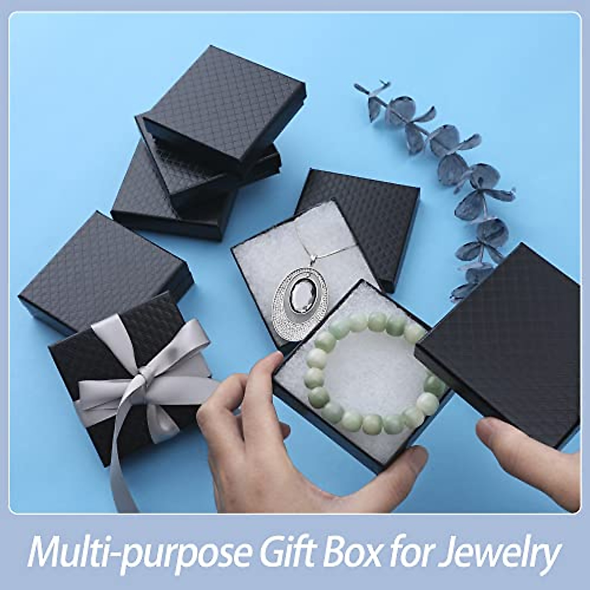 FAUVISLOVE 20-pack Cotton Filled Cardboard Paper Jewelry Box Gift Case,3.5 X3.5x1 Inch Glossy Black Jewerly Box For Necklaces And Bracelets.small Gift Boxes With Lids For Jewelry Gift Packaging.