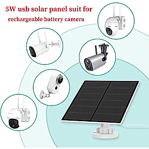 Solar Panel for Wireless Security Camera Outdoor,USB C & Micro USB 5W Solar Panel Compatible with Rechargeable Battery Camera, IP65 Waterproof Solar Panel with 9.8ft USB Cable