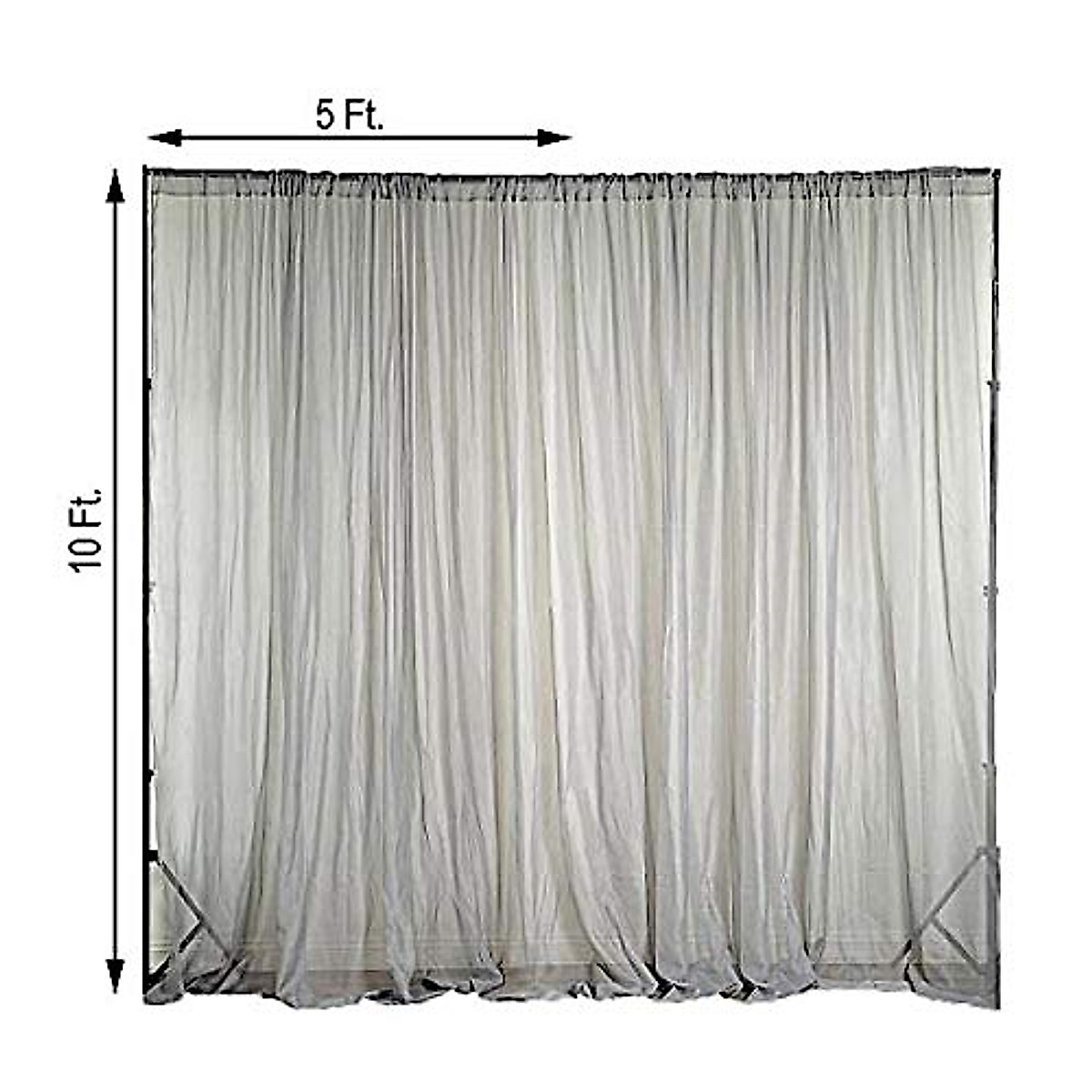 BalsaCircle 10 feet x 10 feet Silver Sheer Voile Backdrop Drapes Curtains 2 Panels 5x10 ft - Wedding Ceremony Party Home Decorations