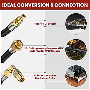 PatioGem Improved Propane Quick Connect Hose, 7FT RV Propane Hose with Blackstone Propane Adapter, Quick Connect Propane Hose for Rv to Grill, Fit for Blackstone 22 Inch Griddle & 17” Blackstone Grill