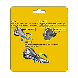 Spring Door Stopper with Rubber Bumper - Pack of 4 Door Knob Wall Protector 3 ¼” Flexible Heavy Duty Door Stop – Low Mounted White Wall Bumper for Home/Offices/Schools (Nickel)