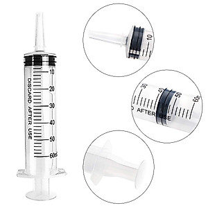 DEPEPE 8pcs 60ml Plastic Syringe with Caps, Large Catheter Tip Syringes for Lipgloss Making Feeding Food Paint Scientific Lab Measurement and Dispensing