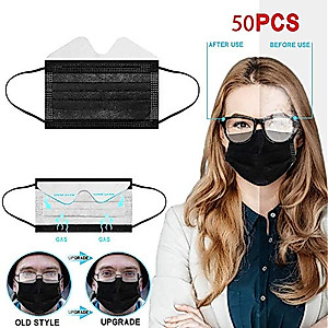 50Pcs Anti-fog Disposable Face_Mask for Glasses Wearers, 3-ply Protective Breathable Face_Masks with Nose Wire, Prevent Fogging Facemasks for Adults