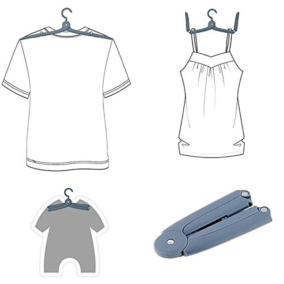 LaiYHe 6 Pack Travel Portable Folding Hanger Multi-Functional Travel Hanger Camping Travel Clothing Drying Cloth Hangers Storage