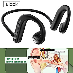 Bone Conduction Wireless Earbuds Bluetooth 5.2 Headphones, Open-Ear Sweatproof Ultralight Sports Earphones with Mic for Running, Cycling, Driving, Gym, 15Hr Playtime (Black)